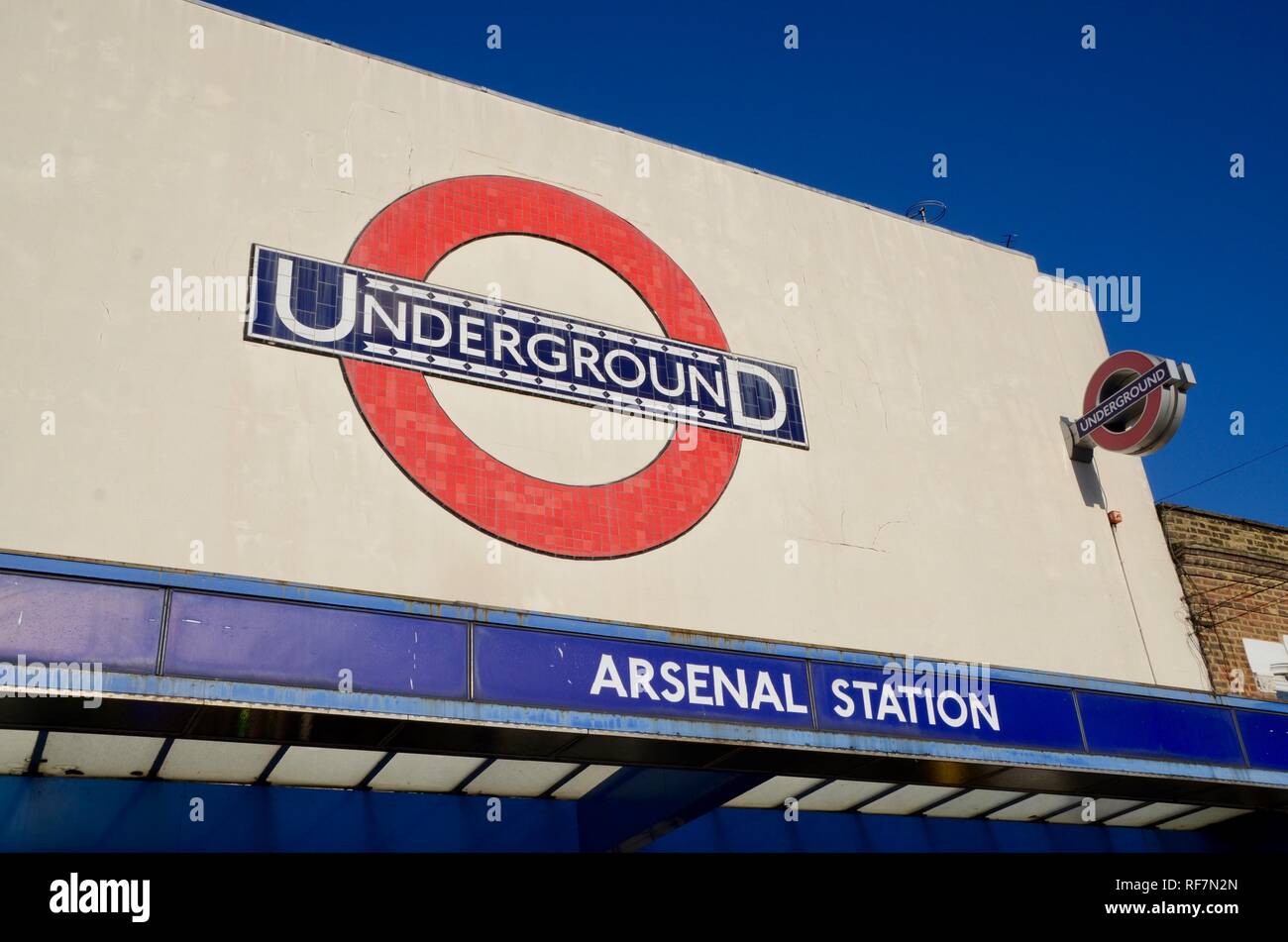 the exterior of the arsenal tube station on the piccadilly underground ...