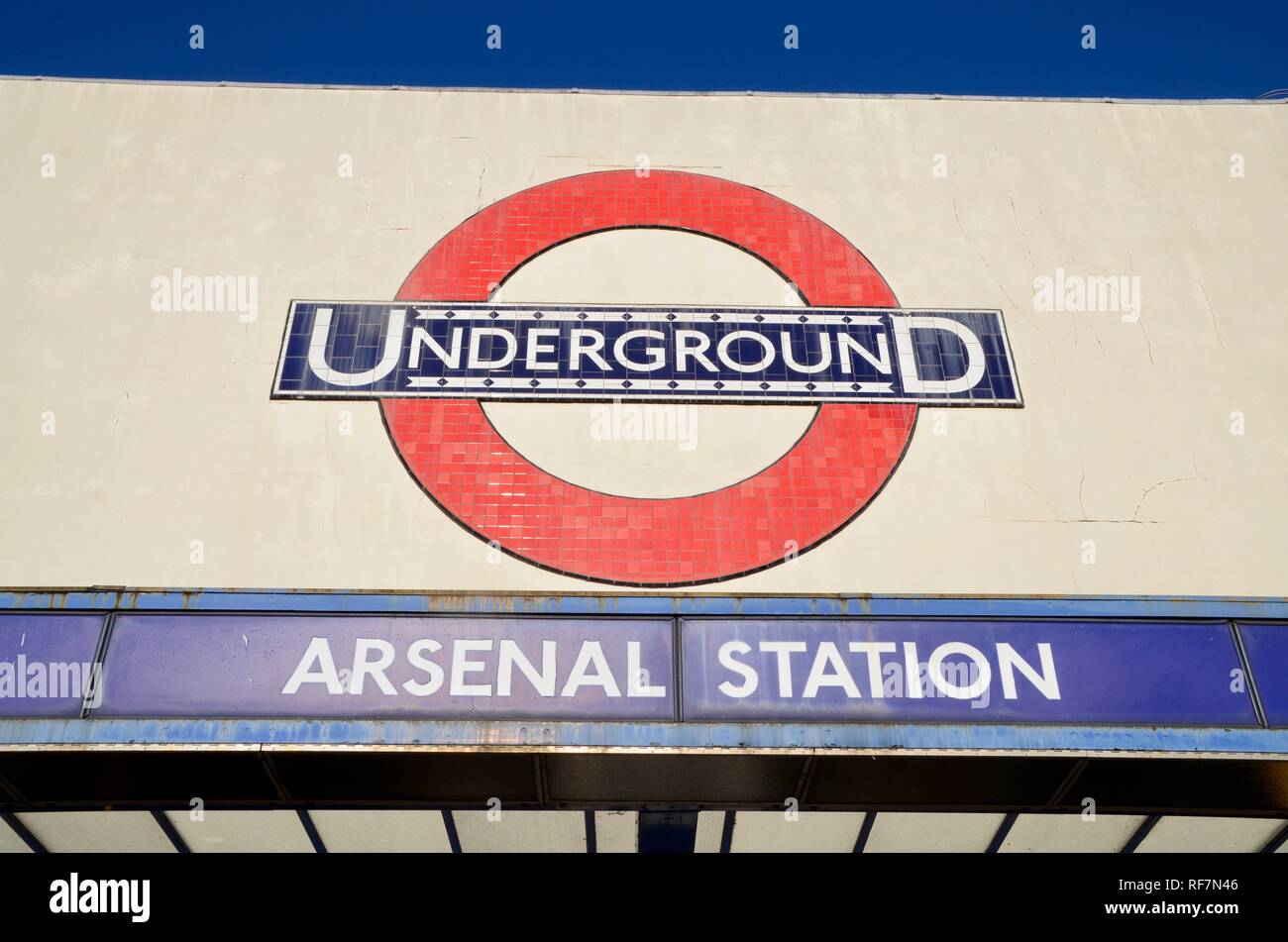 the exterior of the arsenal tube station on the piccadilly underground ...
