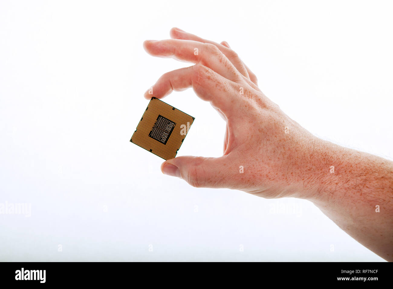 A hand with the CPU, isolated photo Stock Photo - Alamy