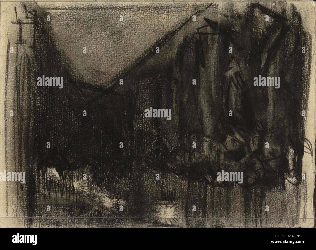 Figures, possibly on the street at night. Draughtsman: Isaac Israels ...