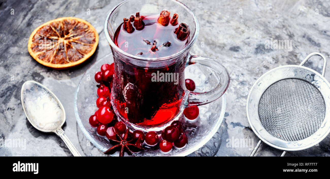Cranberry tea in a glass cup.Winter hot tea Stock Photo - Alamy