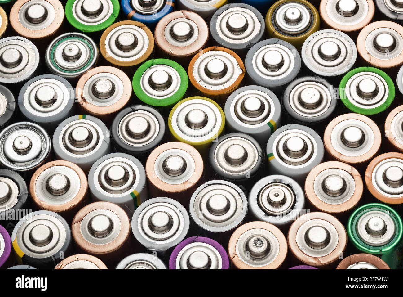 Battery abstract background shot from above Stock Photo - Alamy