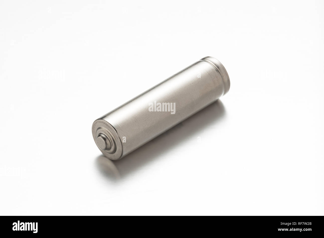 Universal silver battery on white background Stock Photo - Alamy