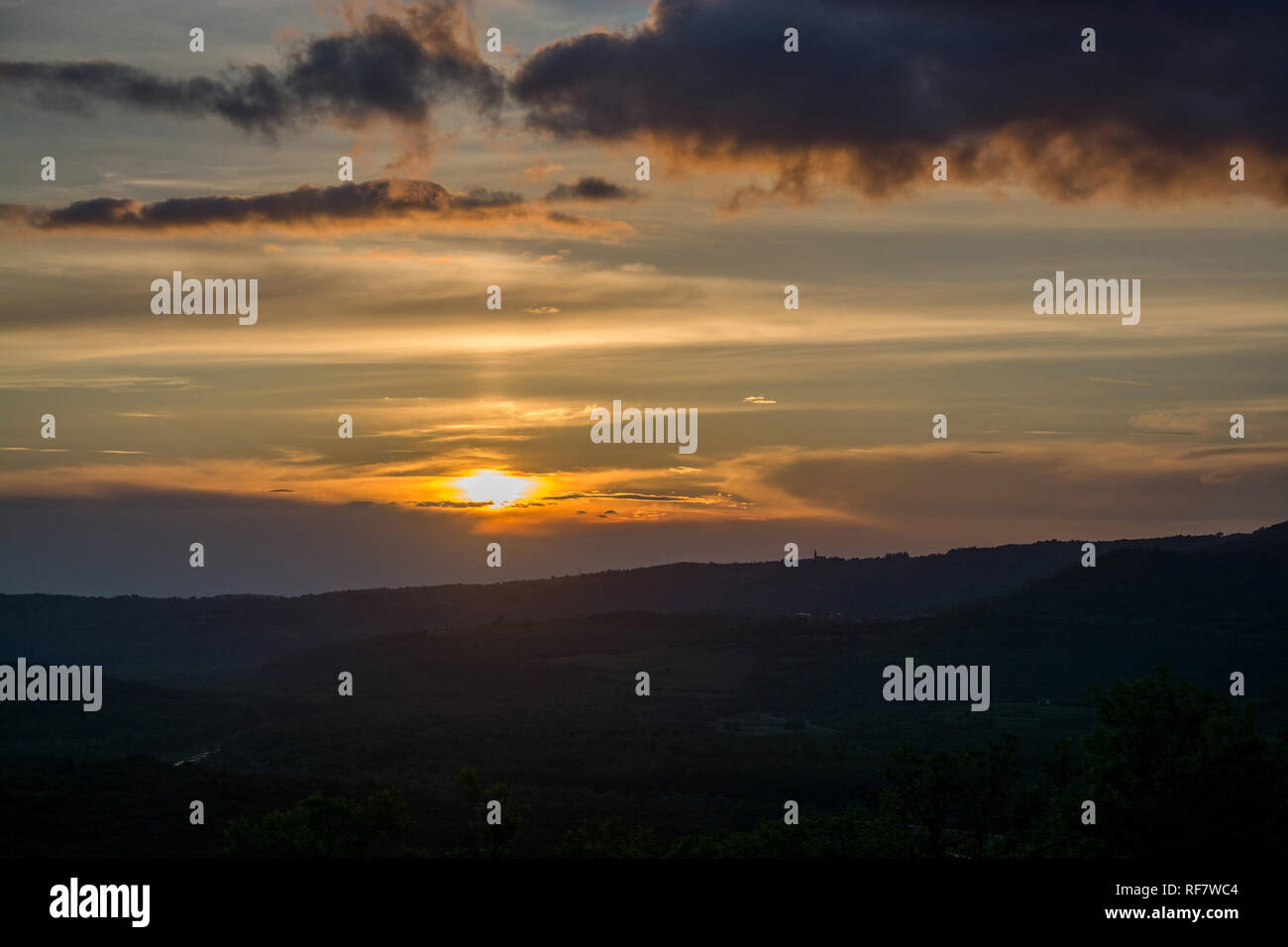Valley of the Mirna with Motovun in the Gespanschaft Istrien in Croatia ...