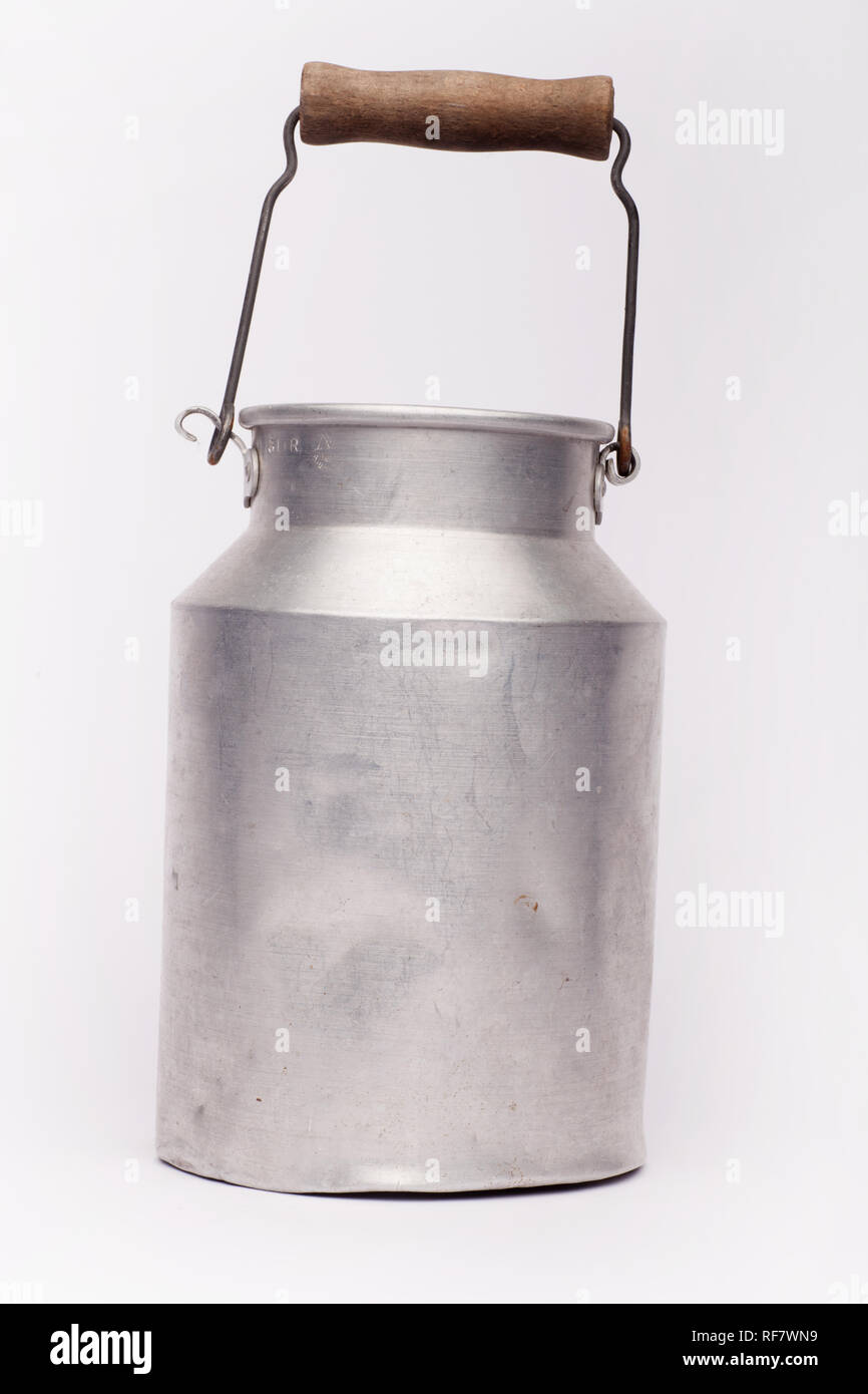 Old aluminum milk container on the white background, isolated Stock ...