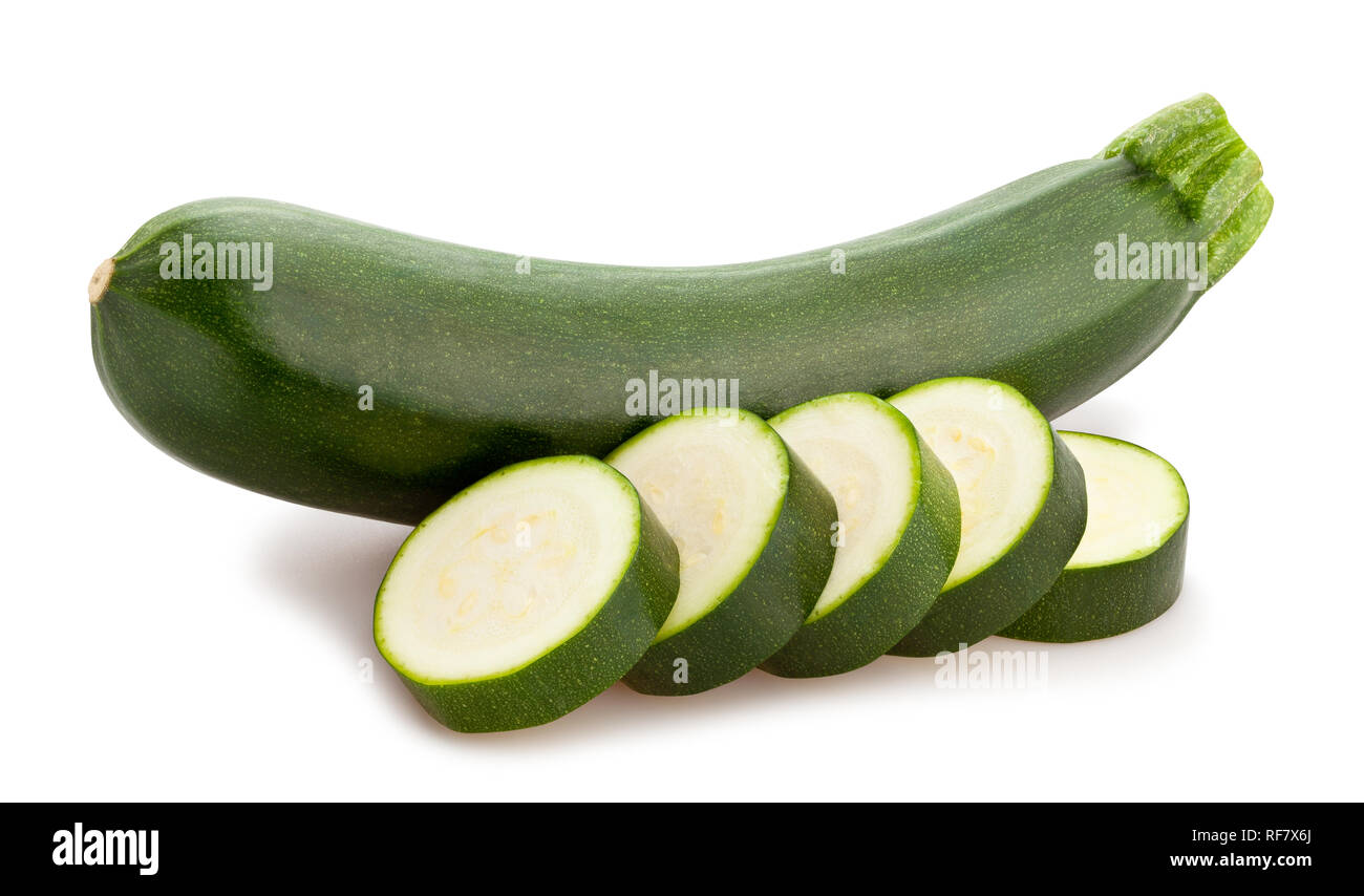 sliced courgette path isolated Stock Photo - Alamy