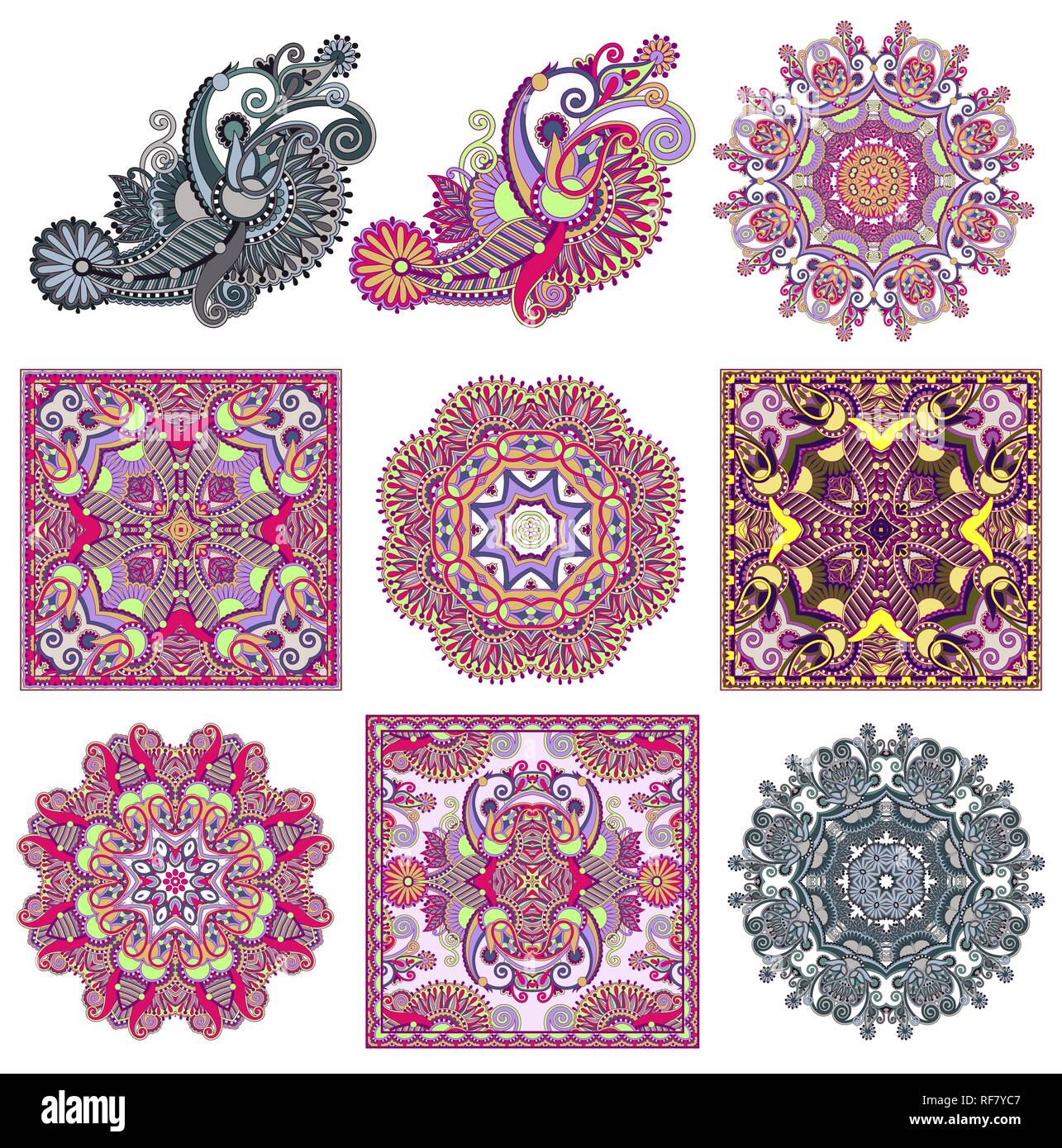 set of circle lace and bandanna design Stock Vector Image & Art - Alamy
