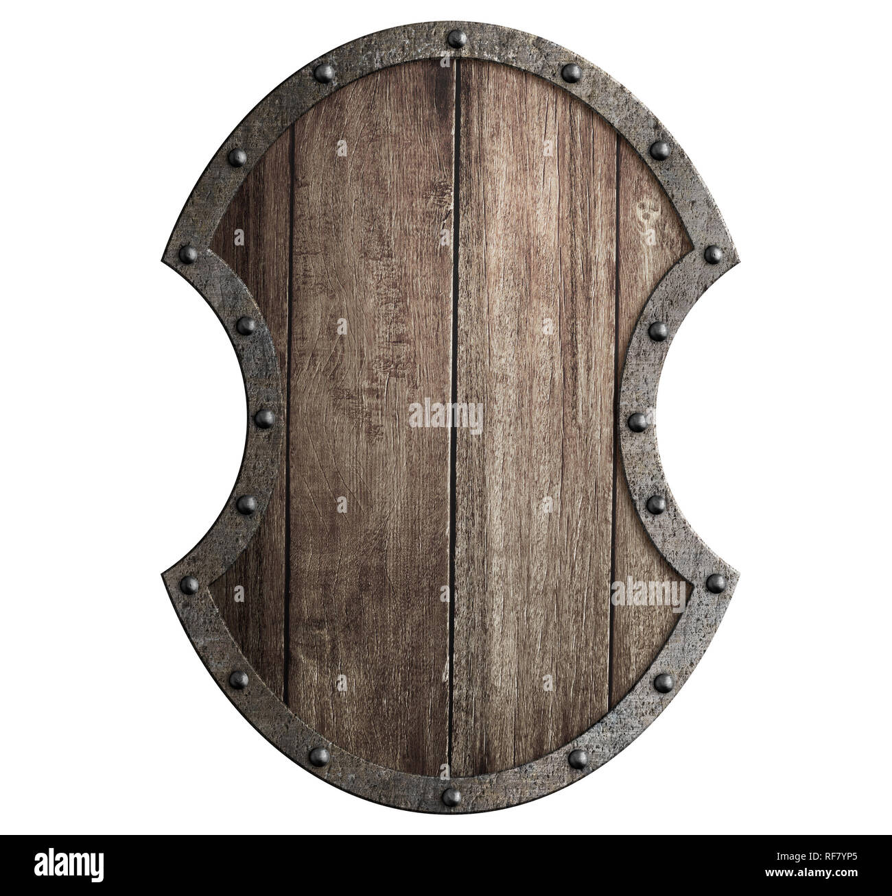 Large wooden shield isolated 3d illustration Stock Photo - Alamy