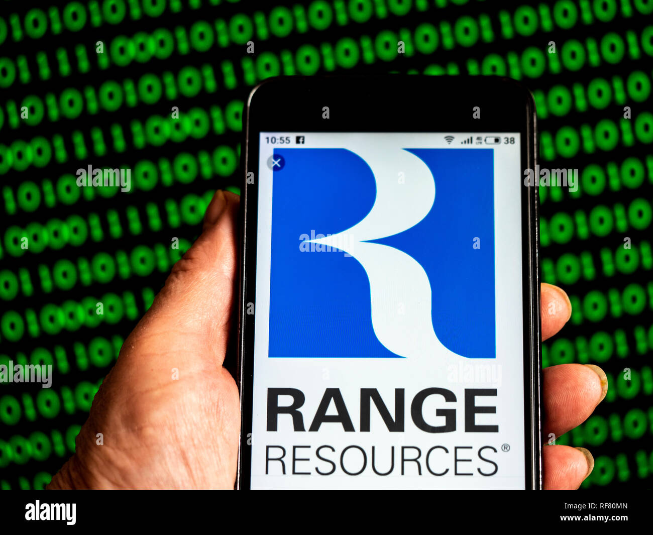 Range Resources Company logo seen displayed on smart phone Stock Photo ...