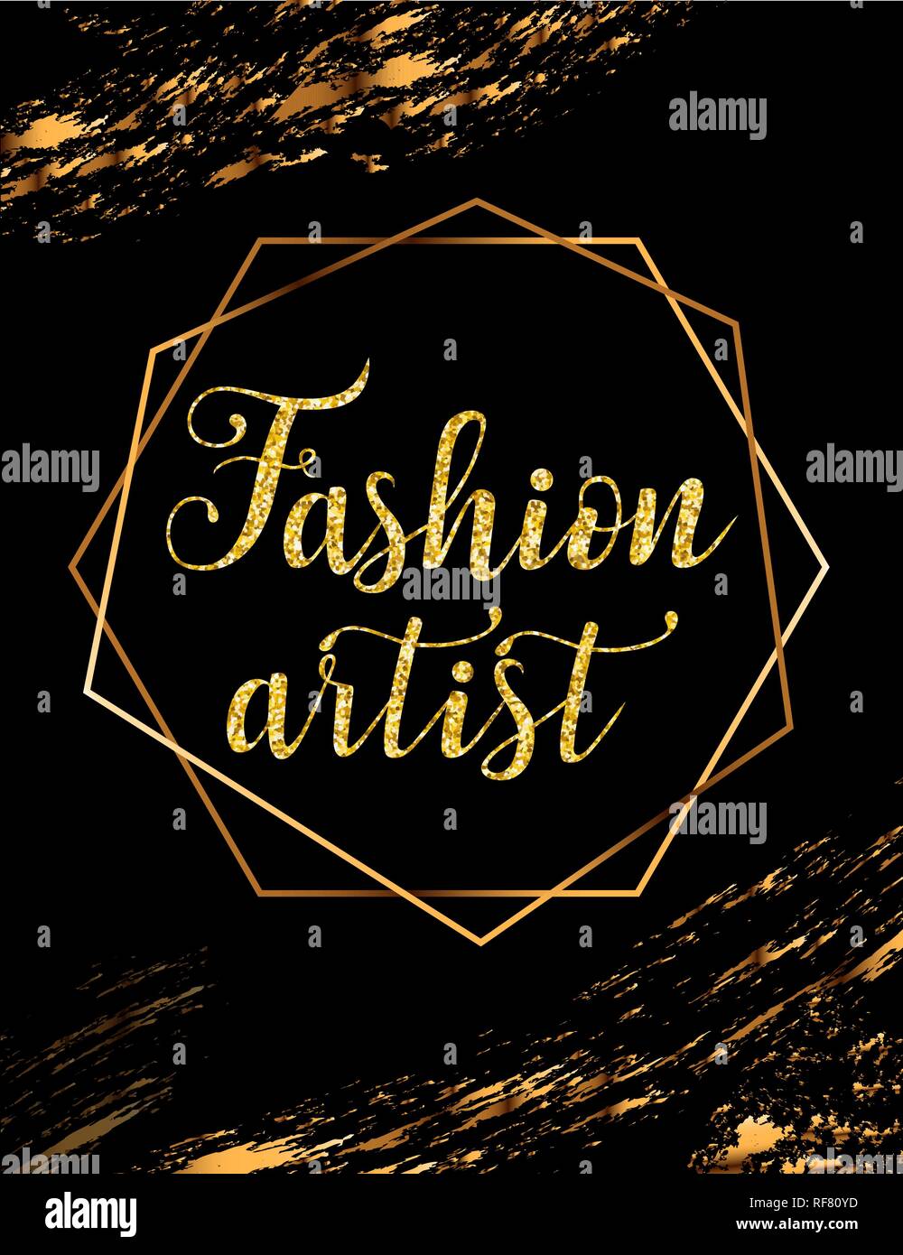 Fashion party vector poster with gold crystal glare headline, Fashion ...