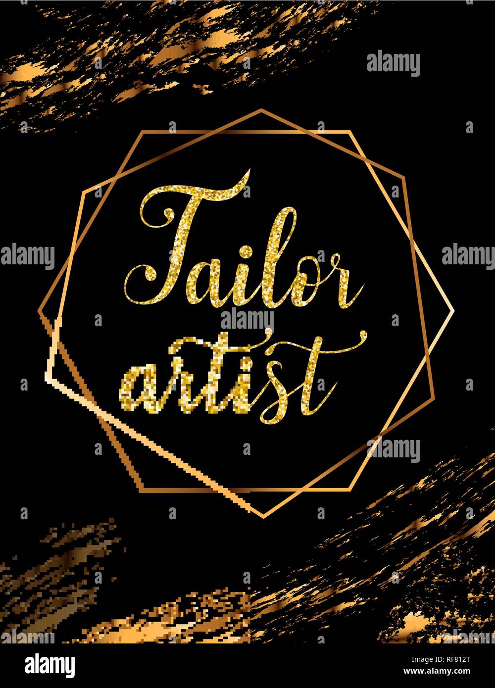 Fashion party vector poster with gold crystal glare headline, Tailor ...