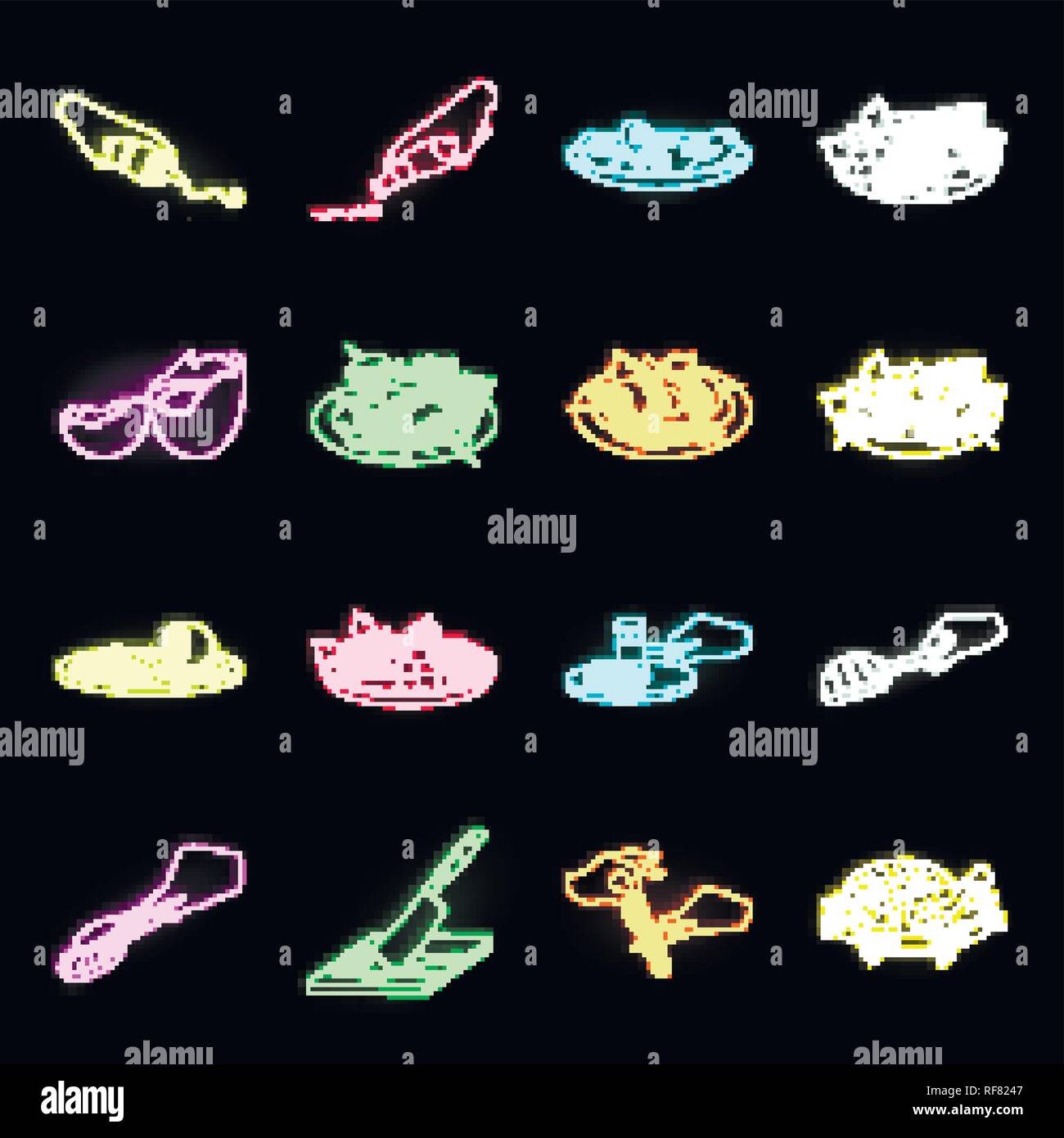 Cooking food neon icons in set collection for design. Kitchen ...