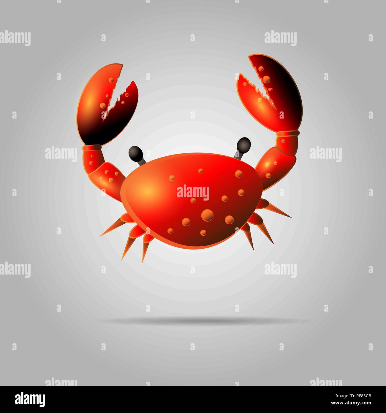 Colorful red crab vector illustration. Shell crab icon isolated on gray ...