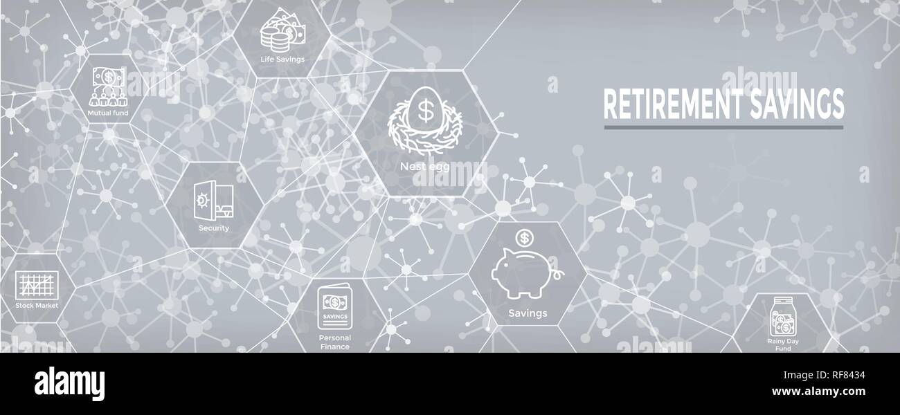 Retirement Account & Savings Icon Set Web Header Banner - Mutual Fund ...