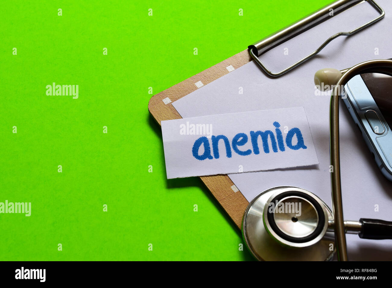 Anemia on healthcare concept inspiration with green background Stock ...