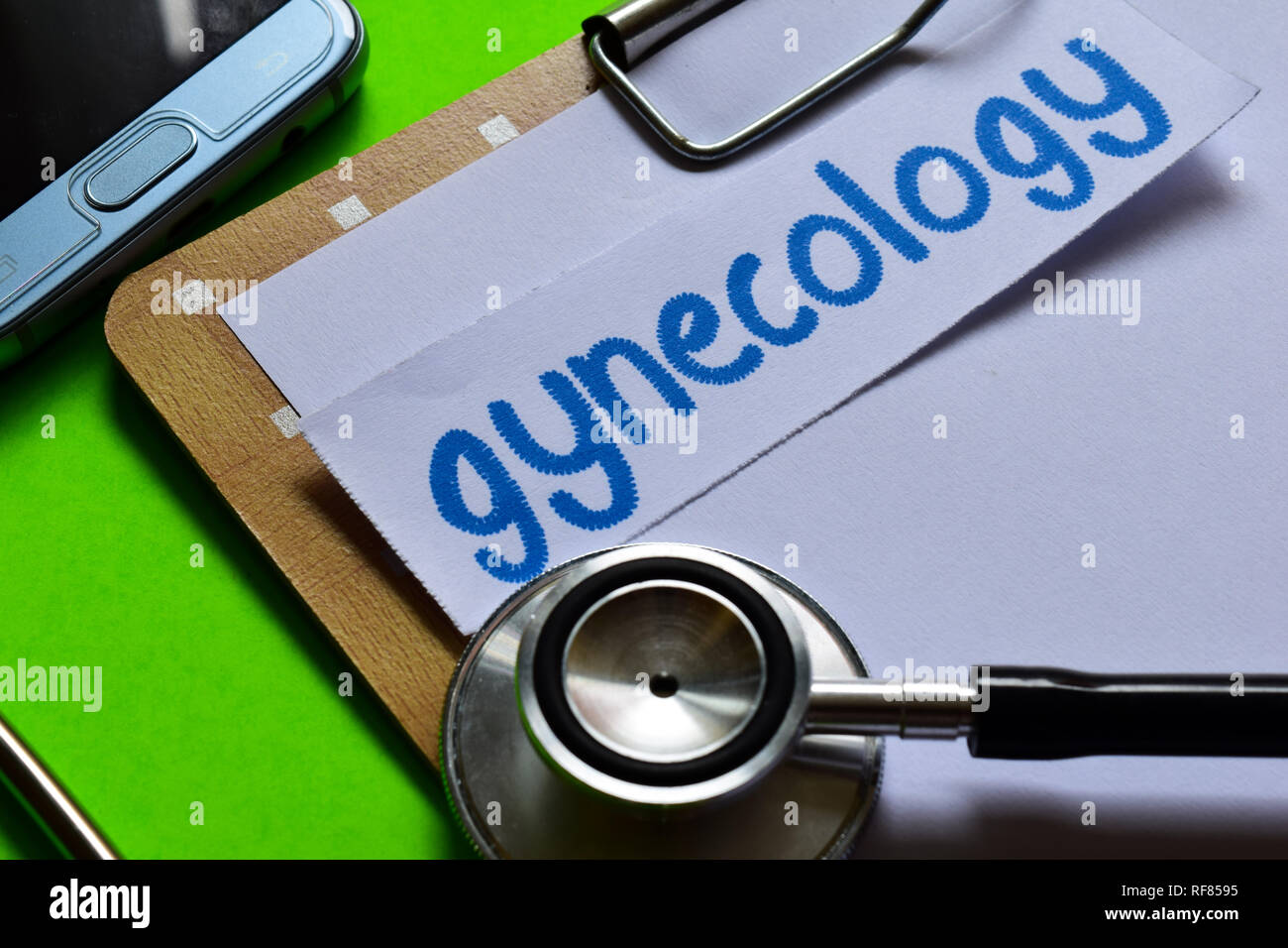 Gynecology on healthcare concept inspiration with green background ...