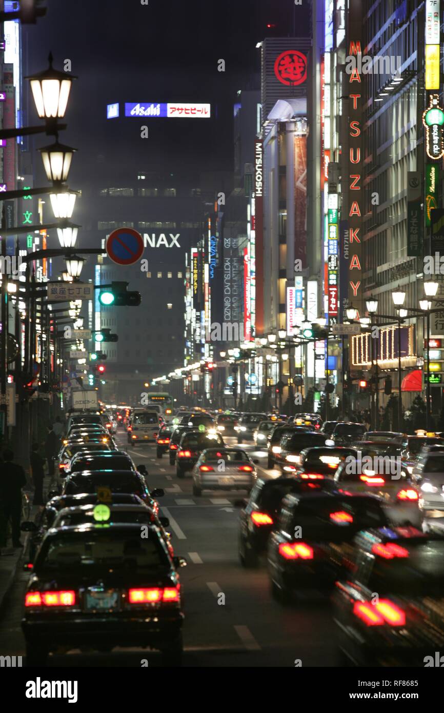 Chuo Dori shopping street, Ginza district, Tokyo, Japan, Asia Stock ...