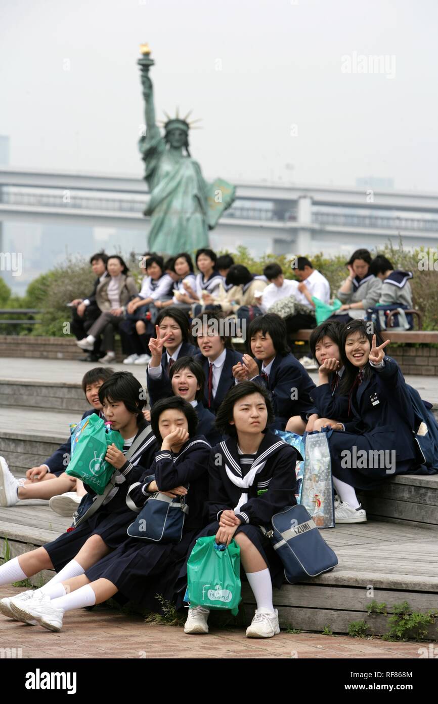 School class excursion to Odaiba, Tokyo, Japan, Asia Stock Photo - Alamy