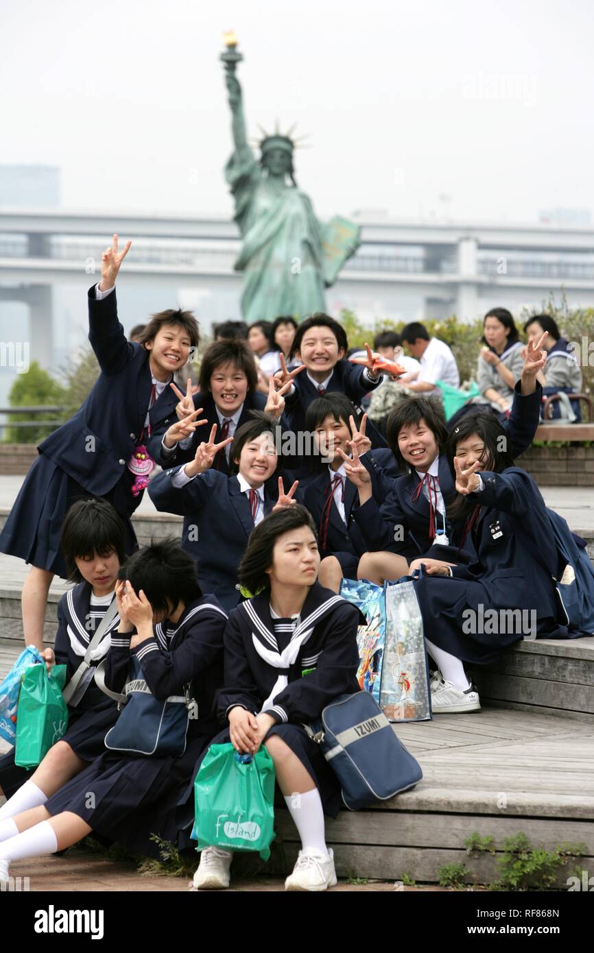 School class excursion to Odaiba, Tokyo, Japan, Asia Stock Photo - Alamy