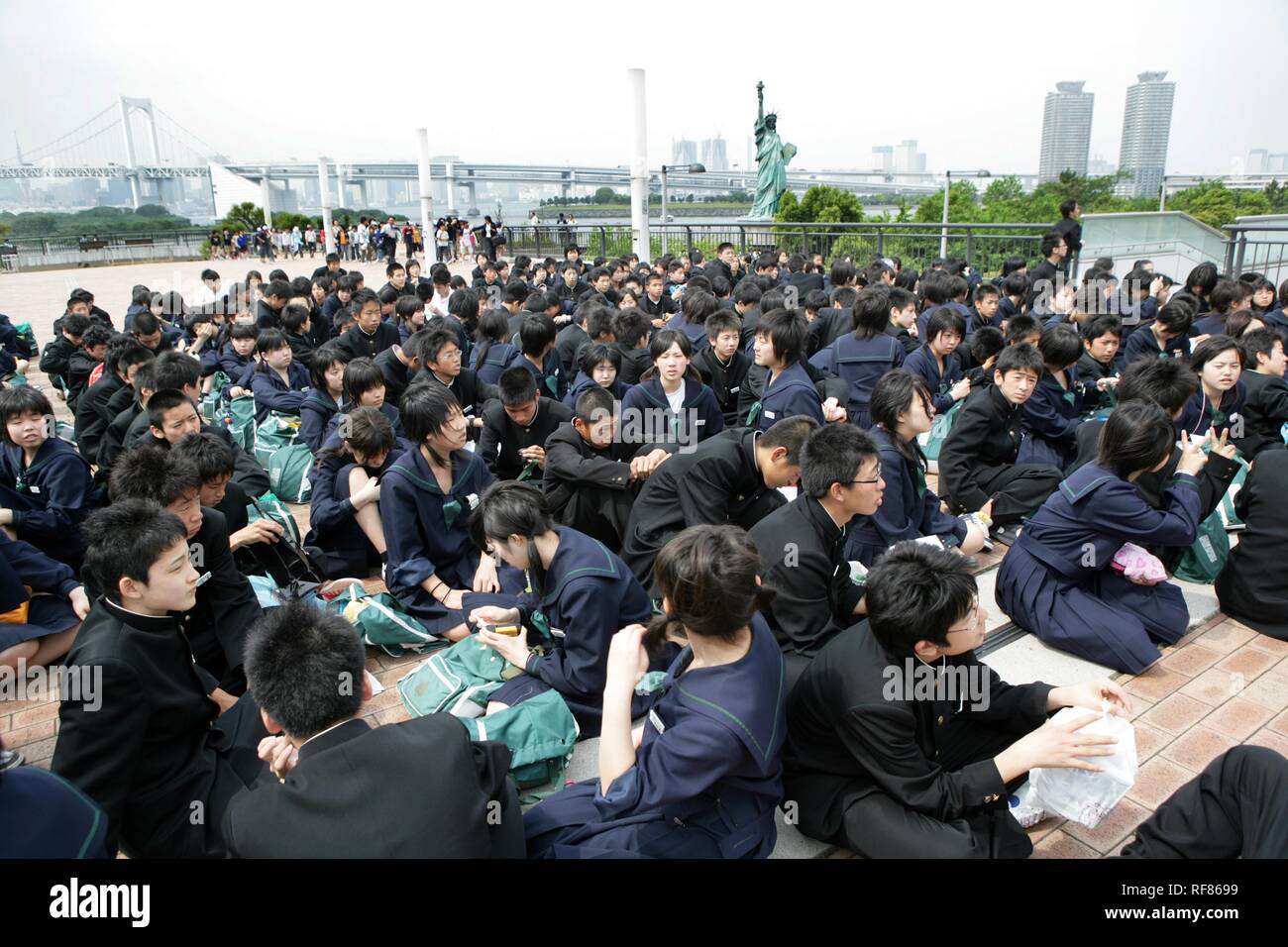 School class excursion to Odaiba, Tokyo, Japan, Asia Stock Photo - Alamy