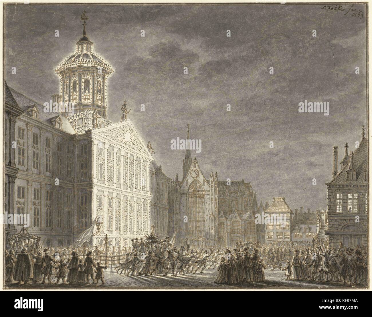 Illumination of the town hall for William V and Wilhelmina of Prussia ...