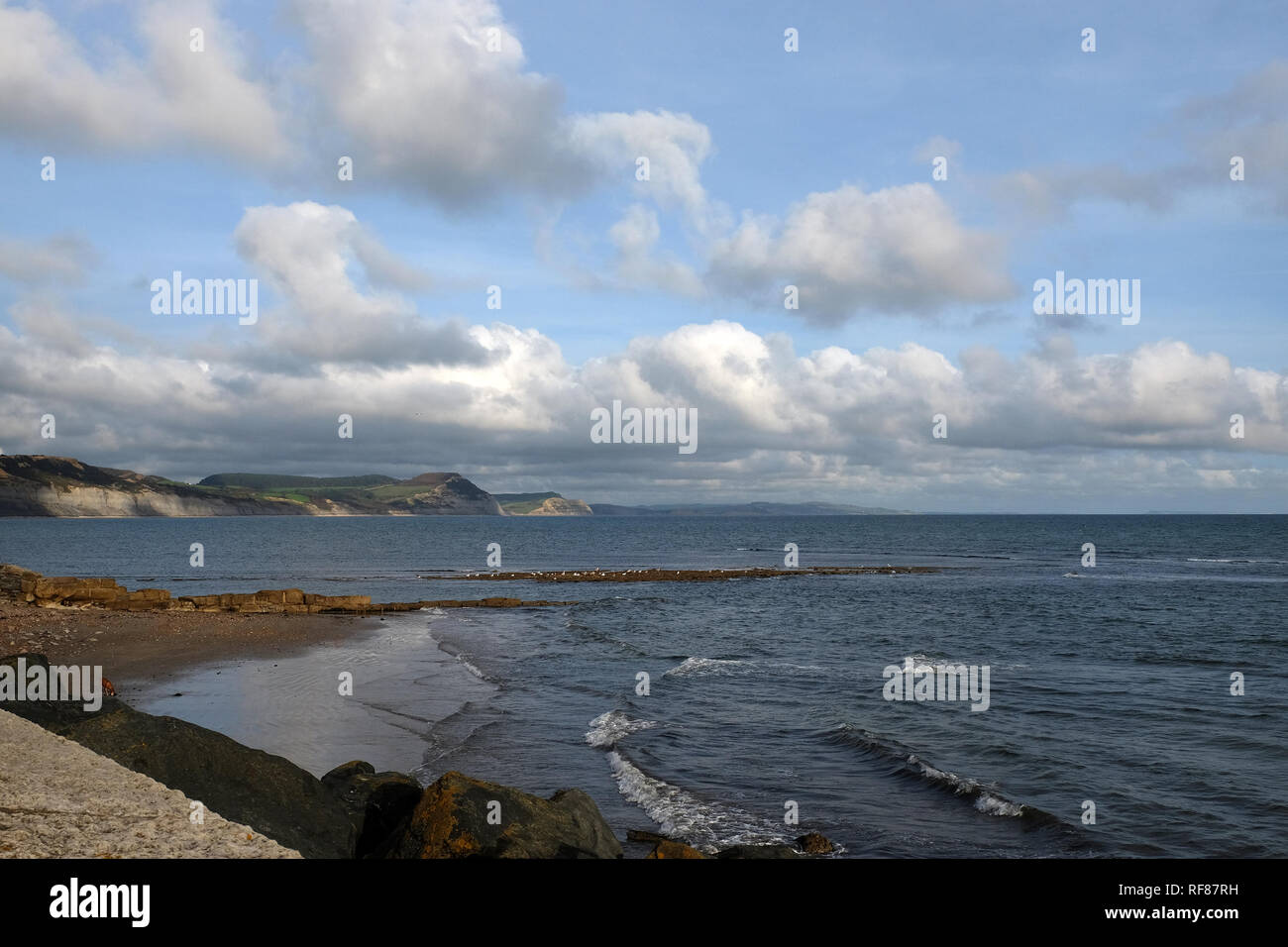 Sea, Beach and Cliffs at Lyme Regis, Dorset, English Riviera, UK Stock ...