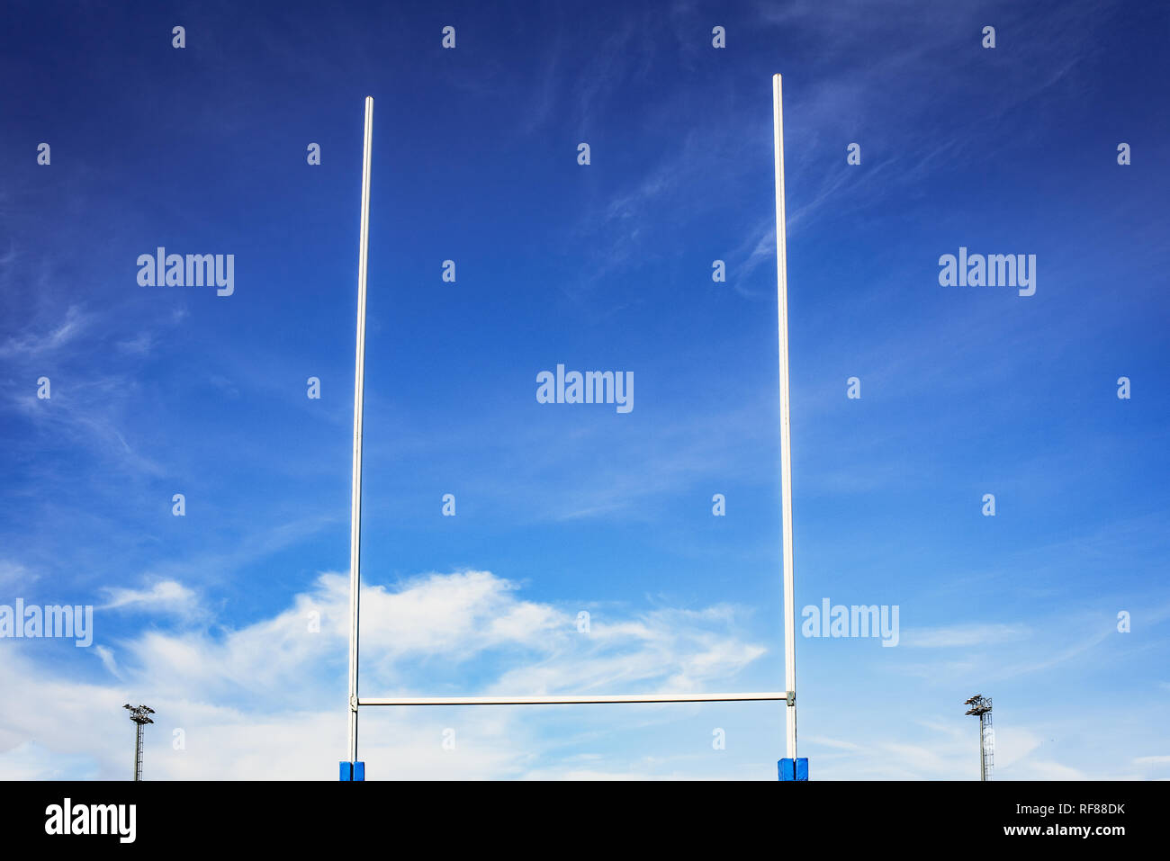 Background of a rugby goal casting shadows on the field Stock Photo - Alamy