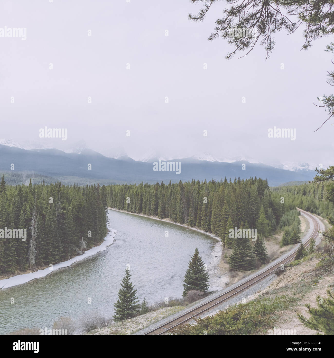 railway through banff national park, canada Stock Photo - Alamy