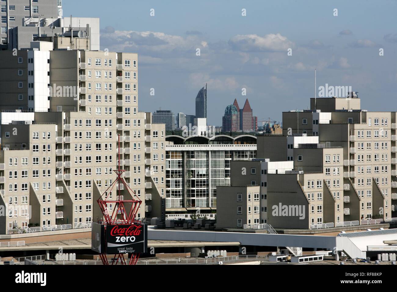 Beach promenade, view of The Hague city center, Scheveningen, The Hague ...