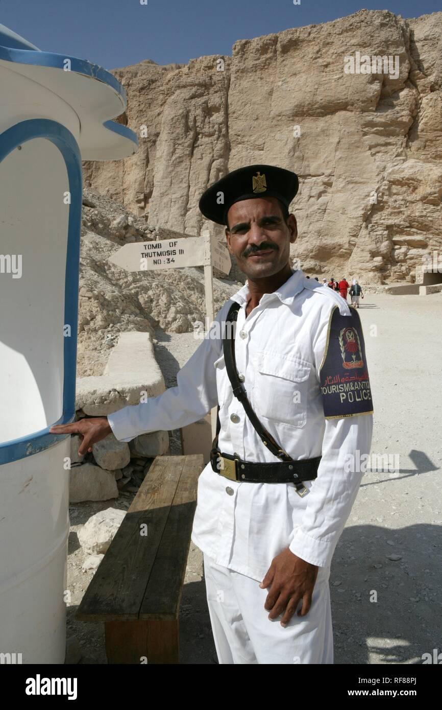 Tourist police officer, Valley of the Kings, Luxor, Egypt, Africa Stock ...