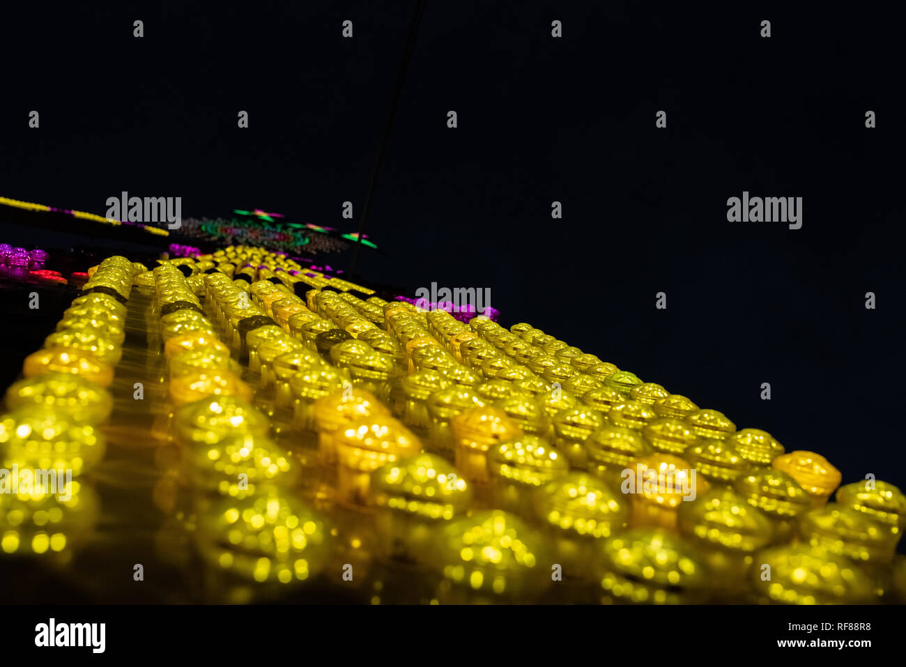 Light bulbs of colors and shapes in a fair attraction Stock Photo - Alamy