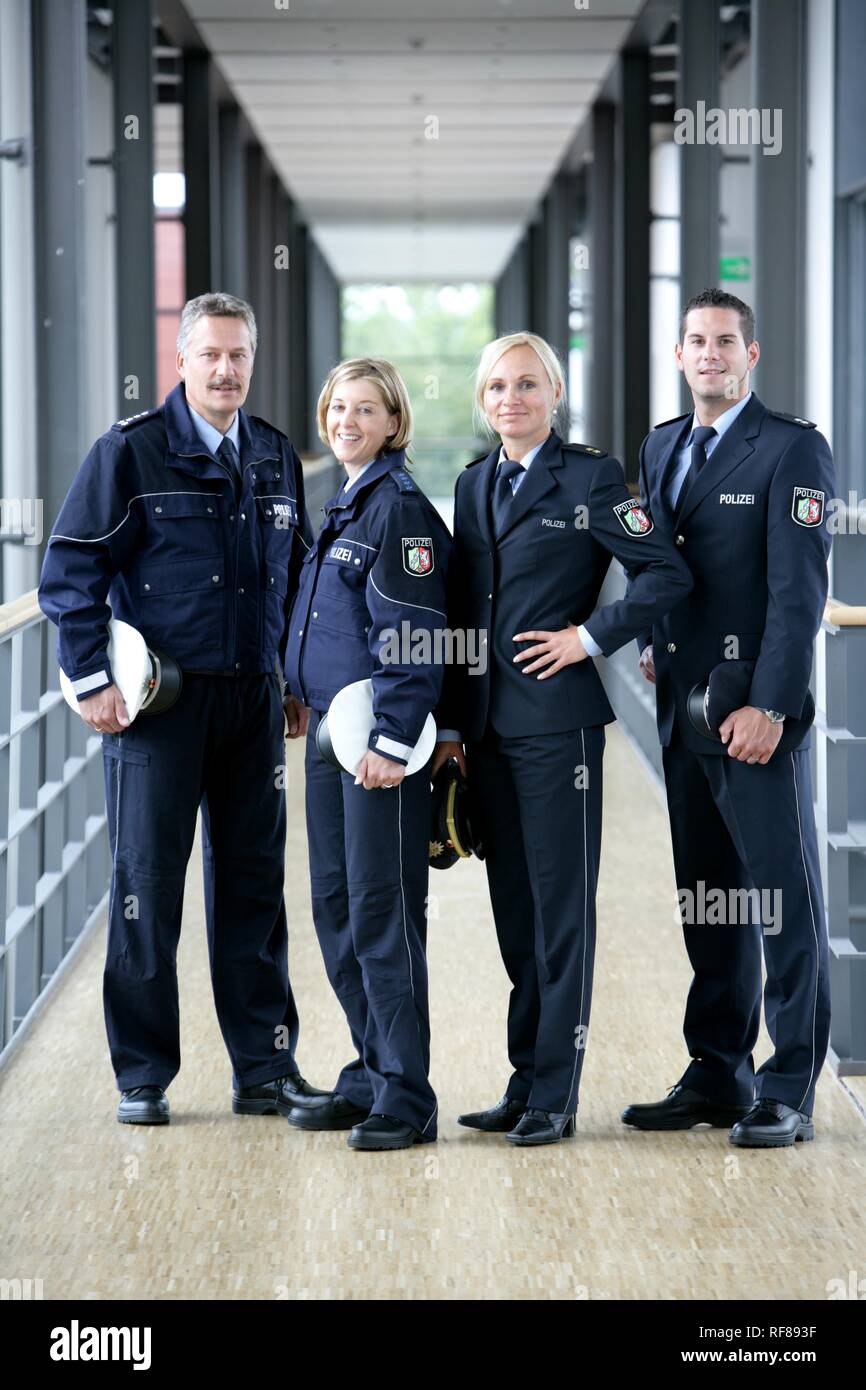 New blue police uniforms worn by 1400 male and female North Rhine ...
