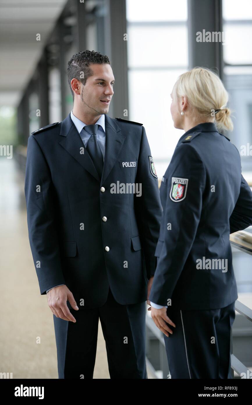 New blue police uniforms worn by 1400 male and female North Rhine ...