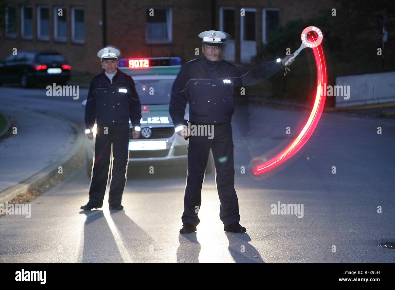 New blue police uniforms worn by 1400 male and female North Rhine ...
