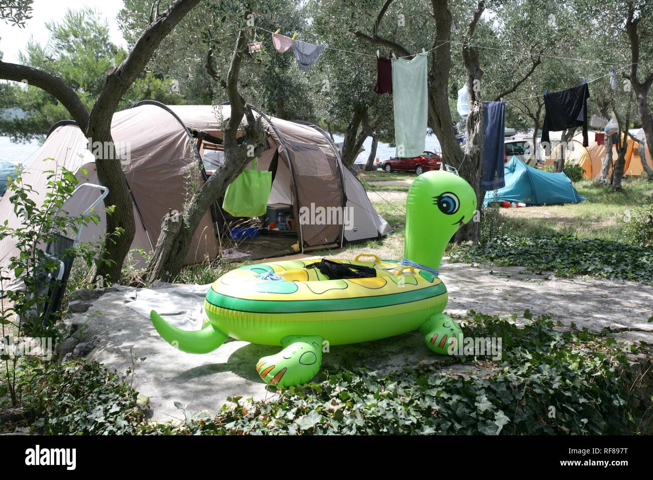 Campsite at Kovacine Campground, with its concrete beach, swimming, and ...