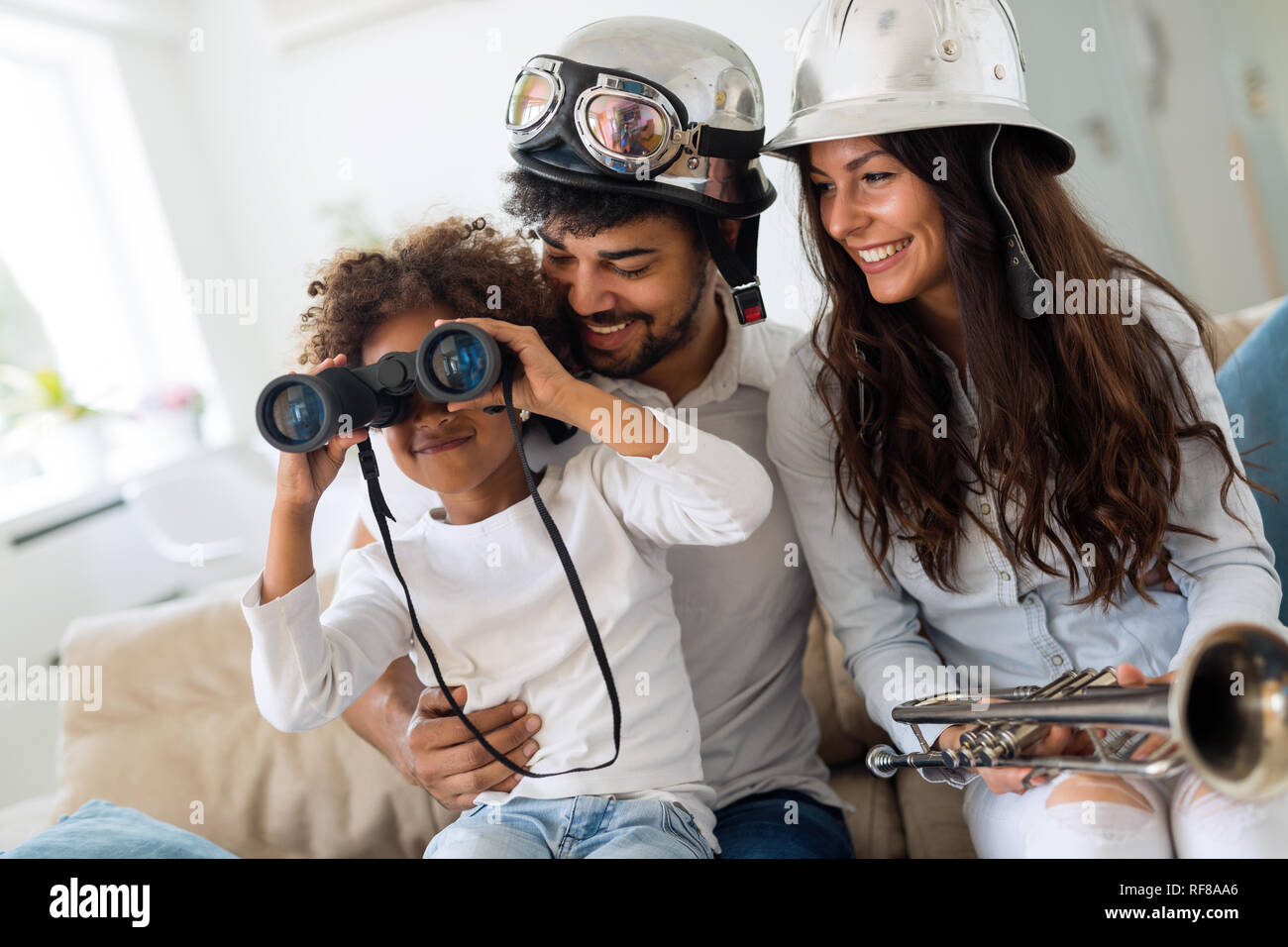 Picture of happy family having fun time together Stock Photo - Alamy