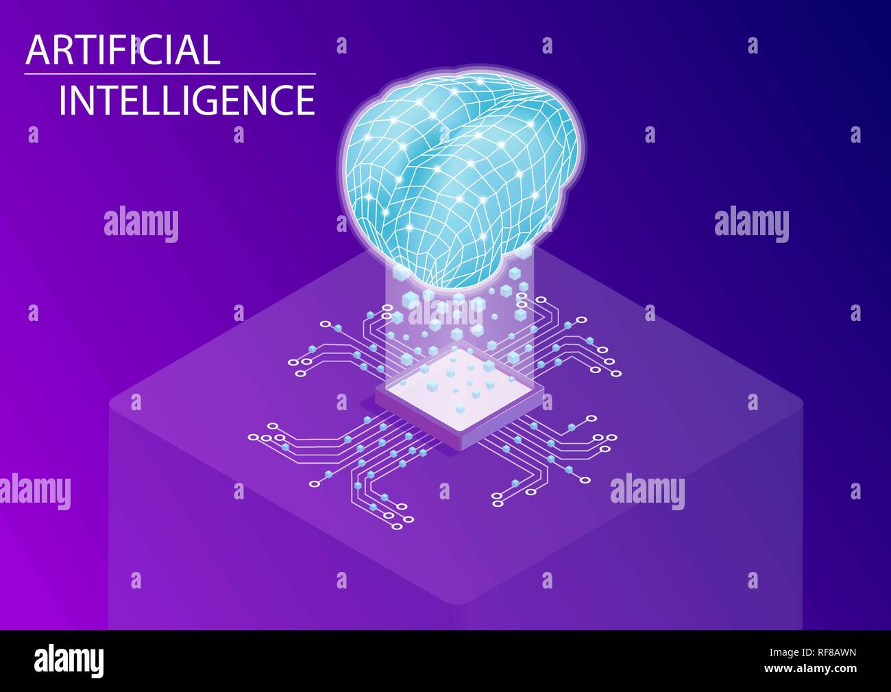 Artificial intelligence and neural network concept. 3d isometric vector illustration Stock ...