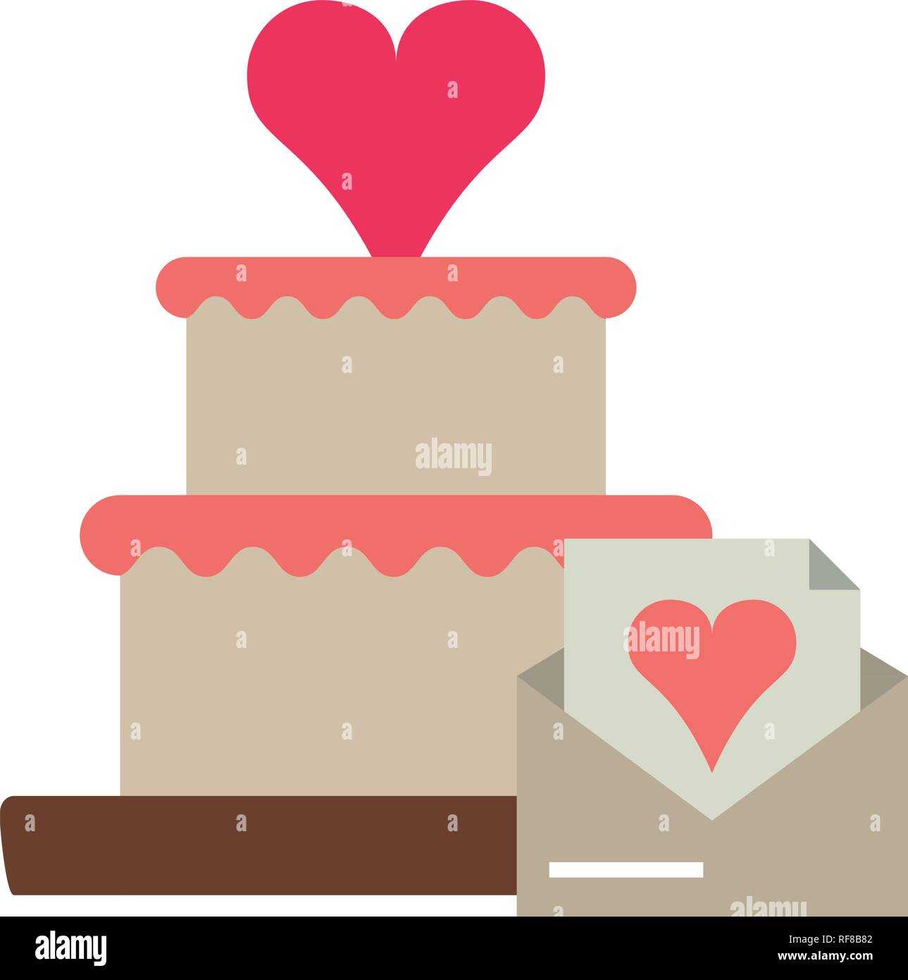 Cake with heart and love letter envelope Stock Vector Image & Art - Alamy