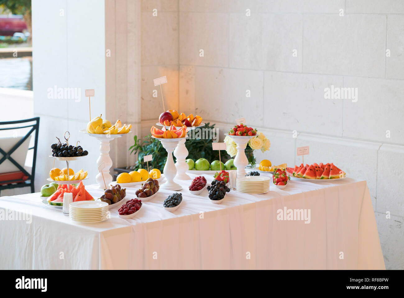 Banquet table full of fruits and berries, close up Stock Photo - Alamy