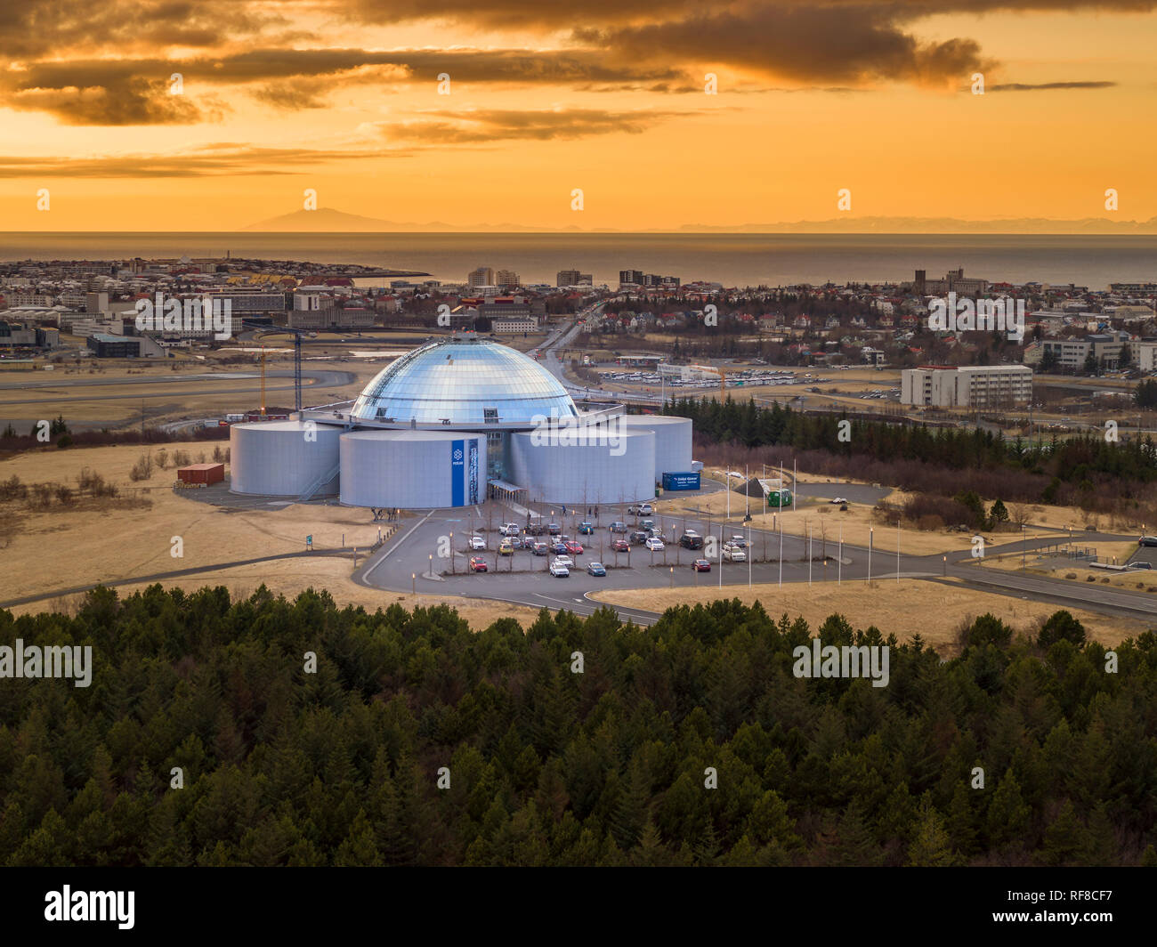 Perlan Museum (The Pearl) Reykjavik, Iceland. Perlan exhibits Icelandic ...