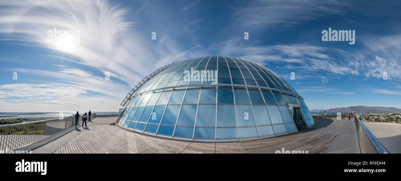 Perlan Museum (The Pearl) Reykjavik, Iceland. Perlan exhibits Icelandic ...