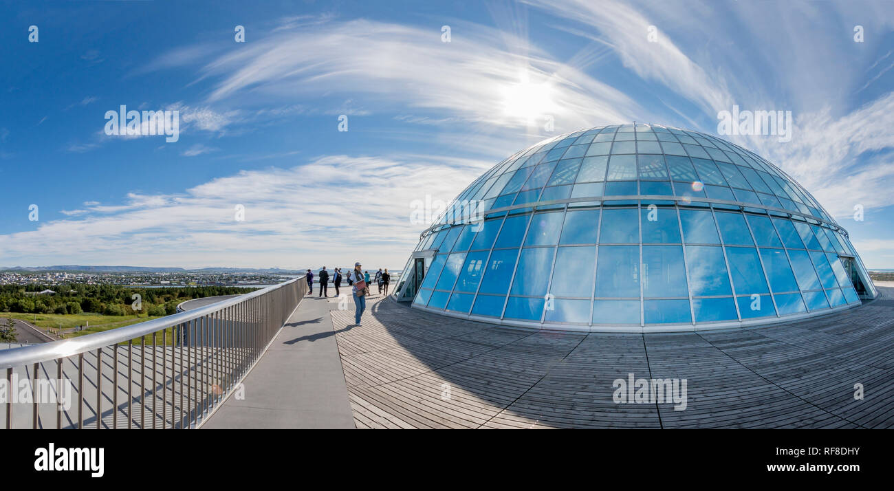 Perlan Museum (The Pearl) Reykjavik, Iceland. Perlan exhibits Icelandic ...