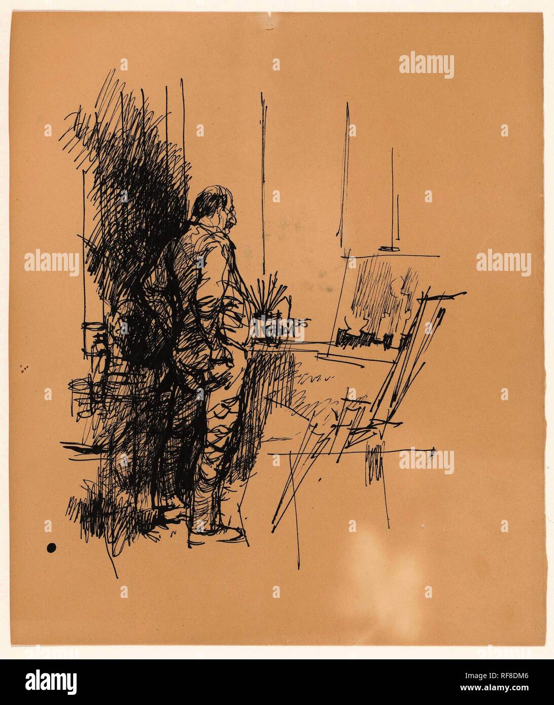 The artist Metten Koornstra in his studio. Draughtsman: Peter van ...