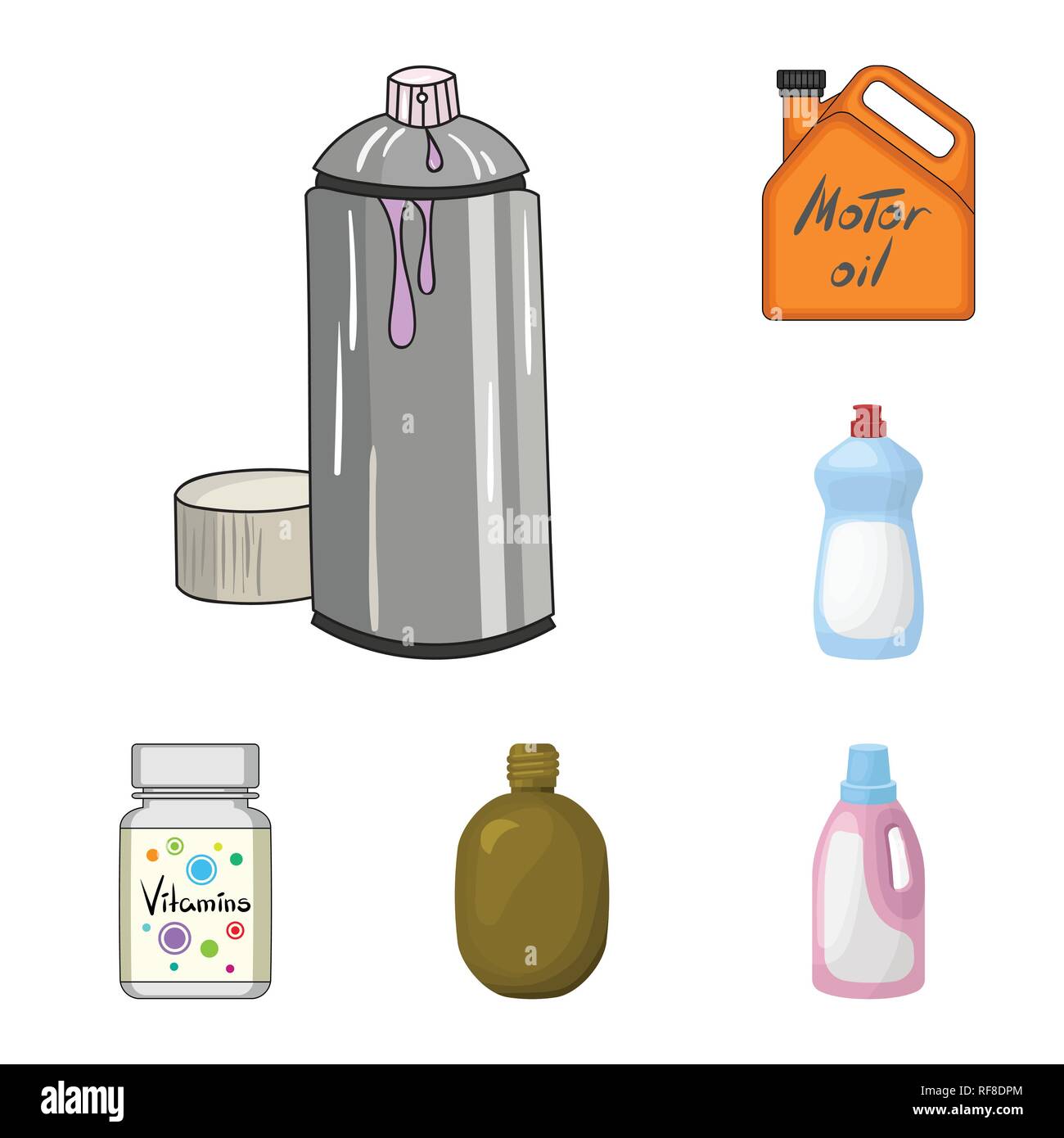 Vector illustration of plastic and container sign. Set of plastic and ...
