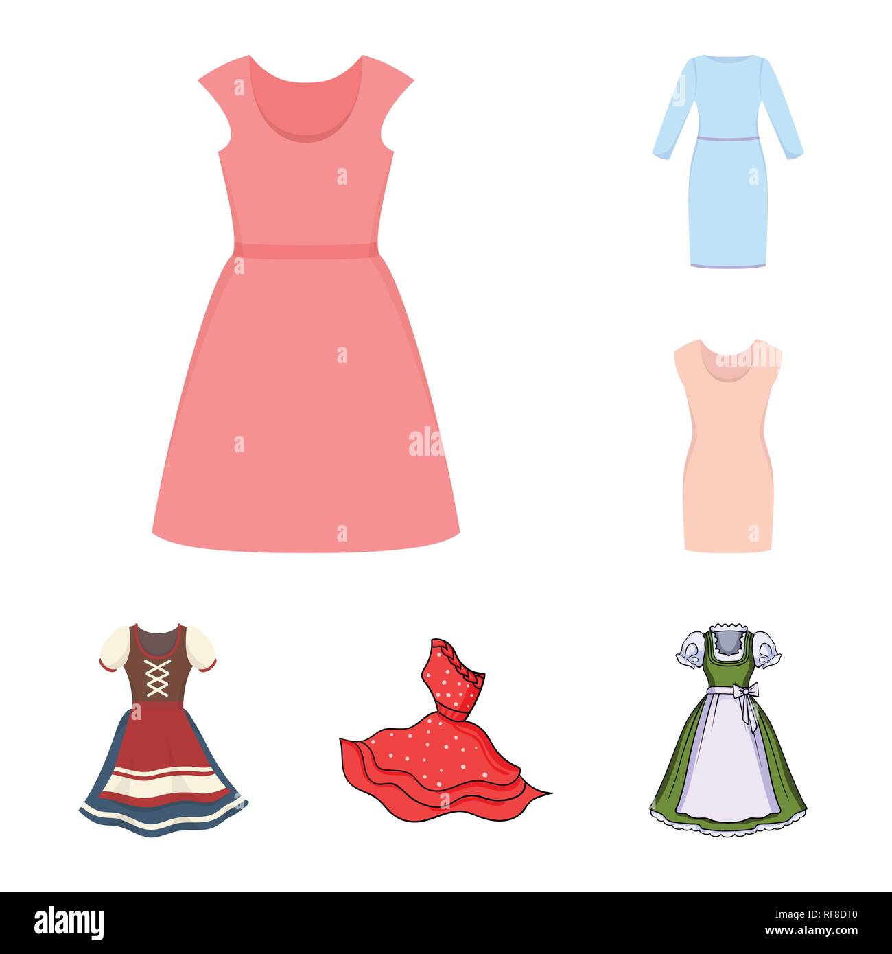 Vector illustration of dress and clothes logo. Set of dress and evening ...