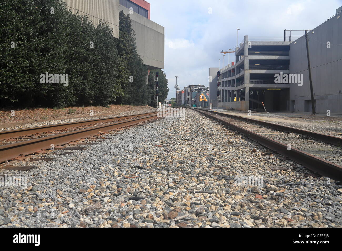 Train Tracks urban Stock Photo - Alamy