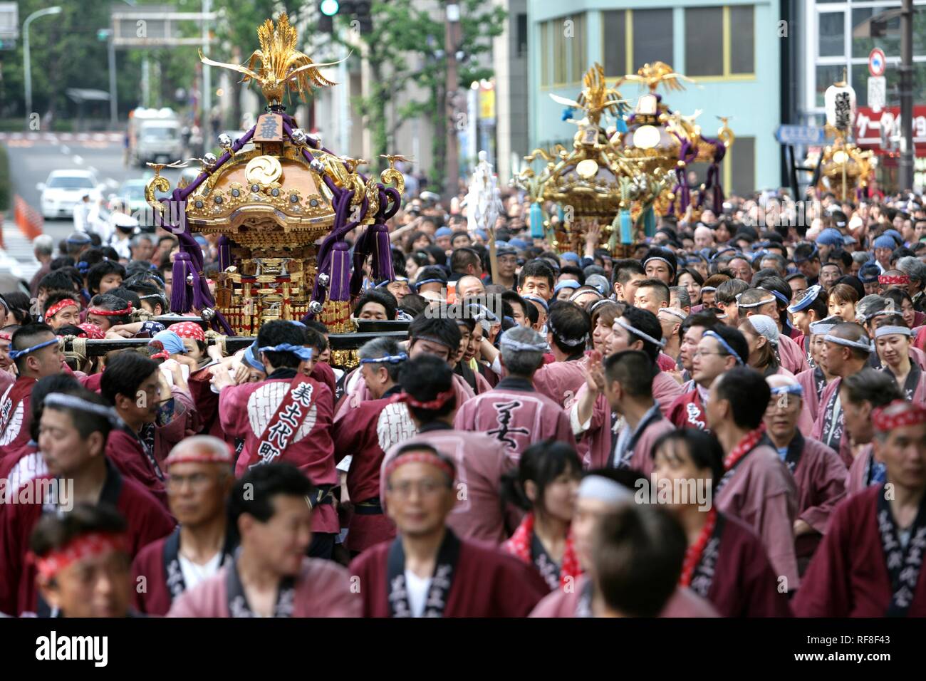 Japan, Tokyo: Shrine festival, called Matsuri. The Shinto shrines are ...