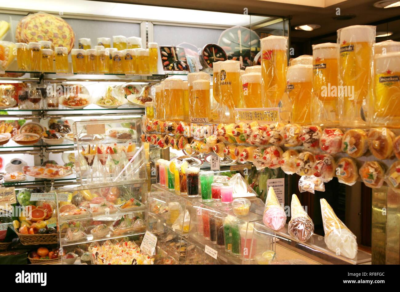 Japan, Tokyo: Shop for plastic food models. Restaurants show their ...
