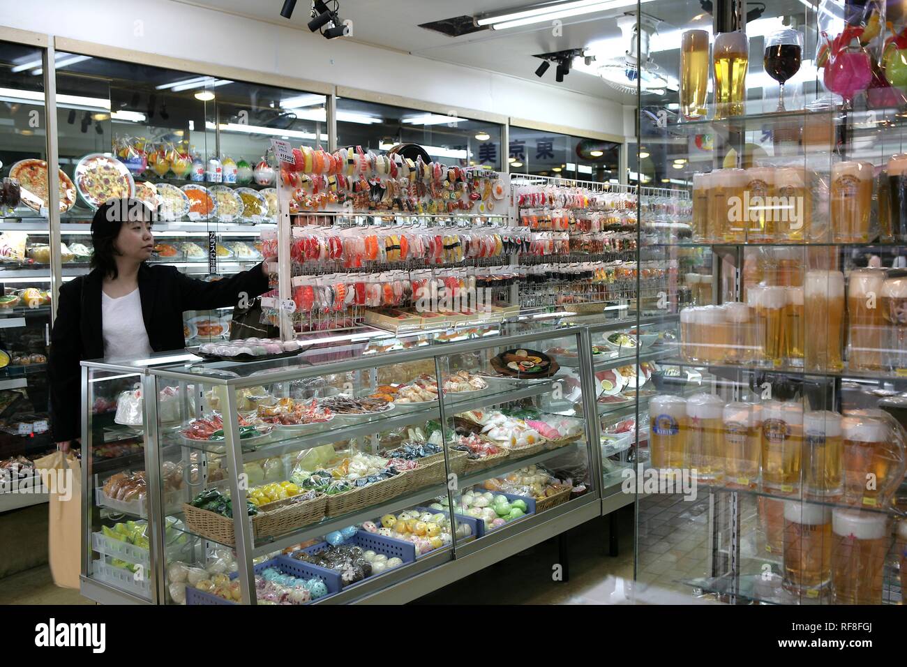 Japan, Tokyo: Shop for plastic food models. Restaurants show their ...