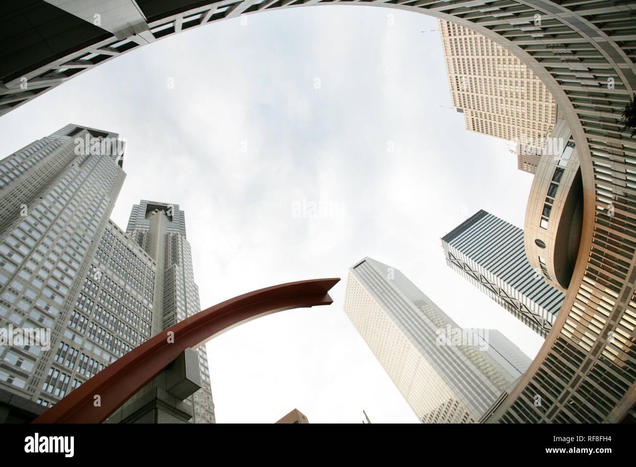 Japan, Tokyo: Shinjuku district. business district, city hall building ...